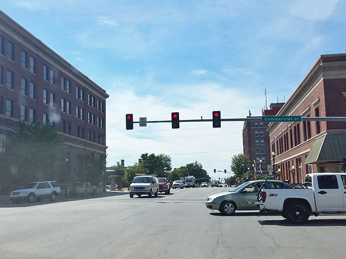 Commercial Street's intersection captures Emporia's essence &ndash; historic buildings, practical infrastructure, and room to breathe that city dwellers would envy.