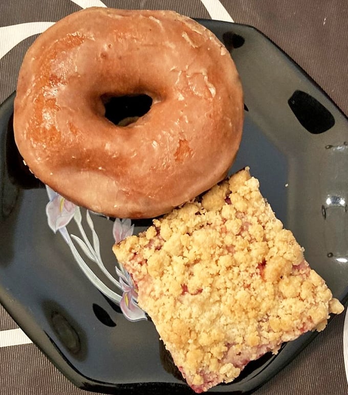 The perfect breakfast duo&mdash;a glazed donut and fruit square that technically counts as a serving of produce.