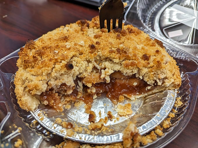 The apple pie with crumb topping that makes you question every other apple pie you've ever committed to memory.