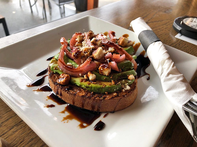 Avocado toast elevated to art form&mdash;this isn't your basic version, but a carefully constructed tower of flavors with balsamic drizzle for days.