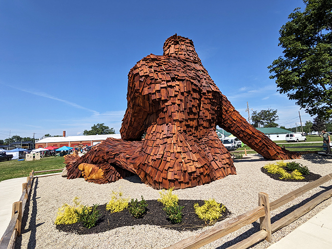 From this angle, Nelson looks like he's auditioning for a woodland creature remake of 'The Thinker.' Philosophical Sasquatch ponders rural America.