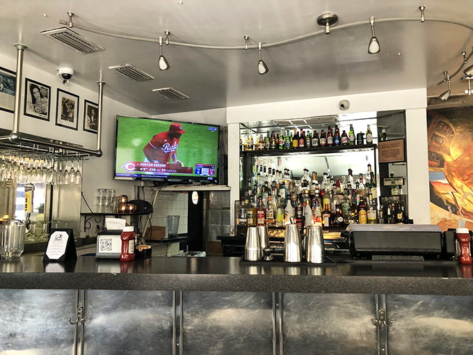 The bar area proves this isn't your grandparents' diner&mdash;unless your grandparents appreciated a good cocktail with their comfort food.