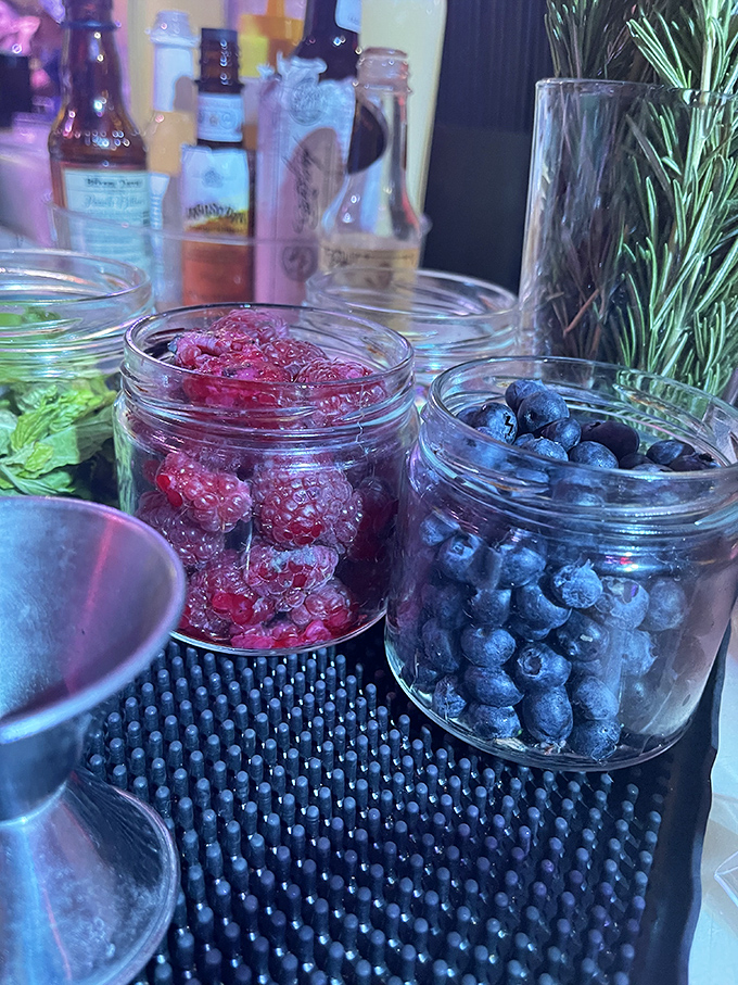 Fresh berries await their destiny as cocktail garnishes. Even in space, nothing beats Earth's natural sweetness for the perfect drink topper.