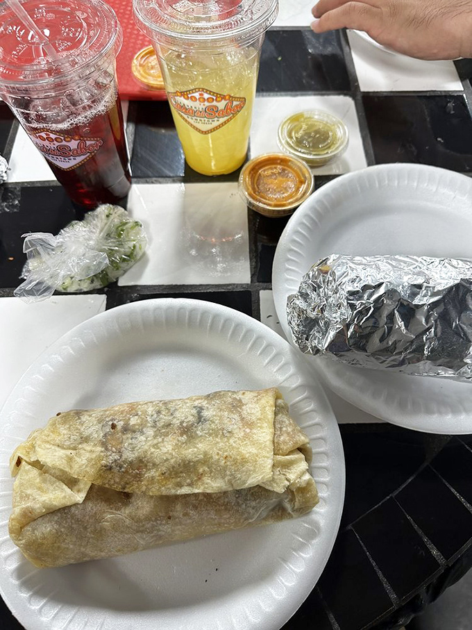 Two burritos are better than one, especially when accompanied by fresh salsas and aguas frescas. A feast fit for desert royalty.