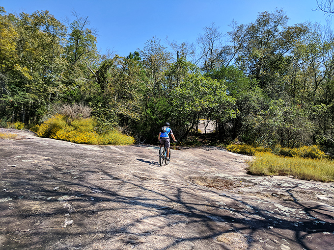 Mountain biking on granite outcrops—nature's version of an obstacle course. In Conyers, even the rocks have character and the trails have stories.