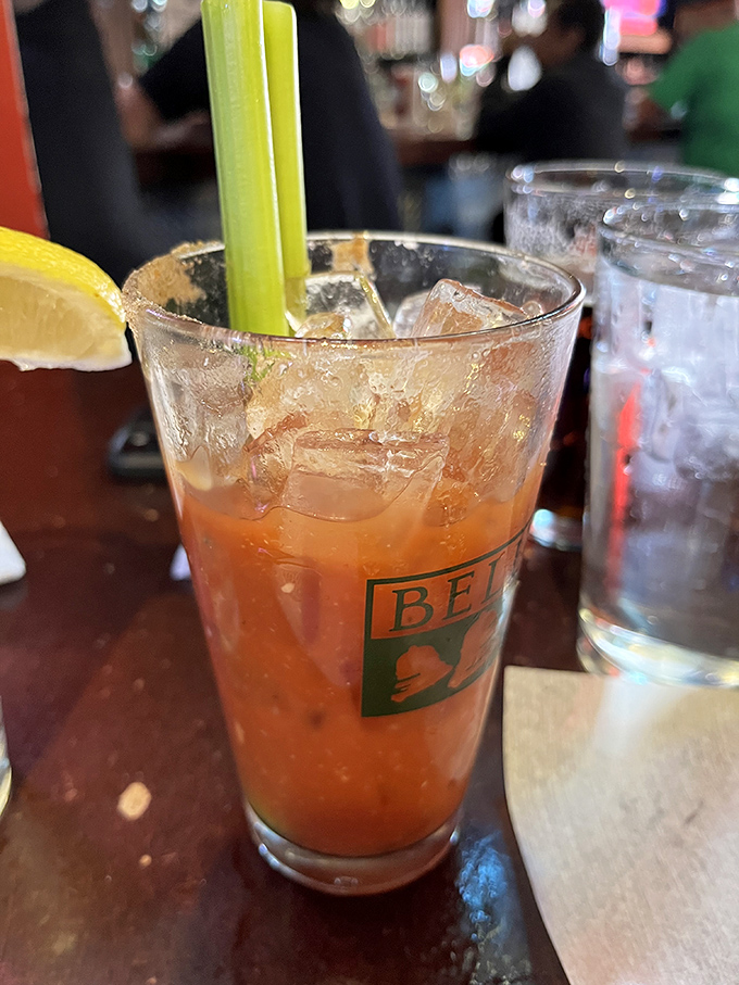 A proper Bloody Mary with actual garnish&mdash;not just an afterthought. The kind of drink that makes brunch feel like an achievement.
