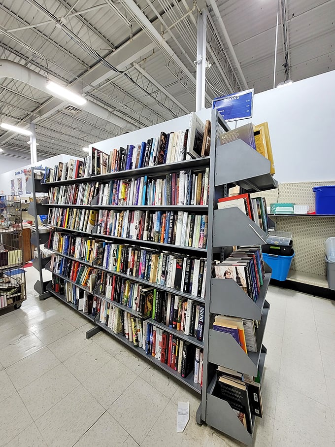 The book section: where literary treasures hide in plain sight. Somewhere between those spines lurks a first edition or signed copy waiting for its discoverer.