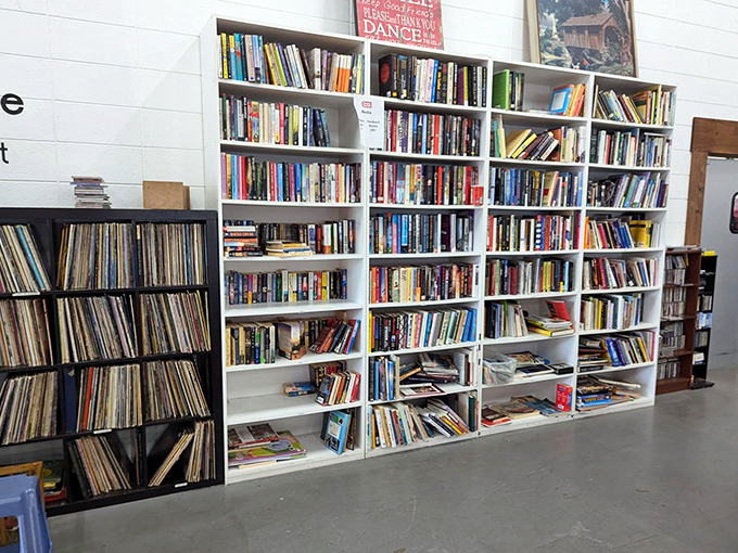 The book section offers literary adventures for pocket change. Somewhere in these shelves is the paperback that will change your life.