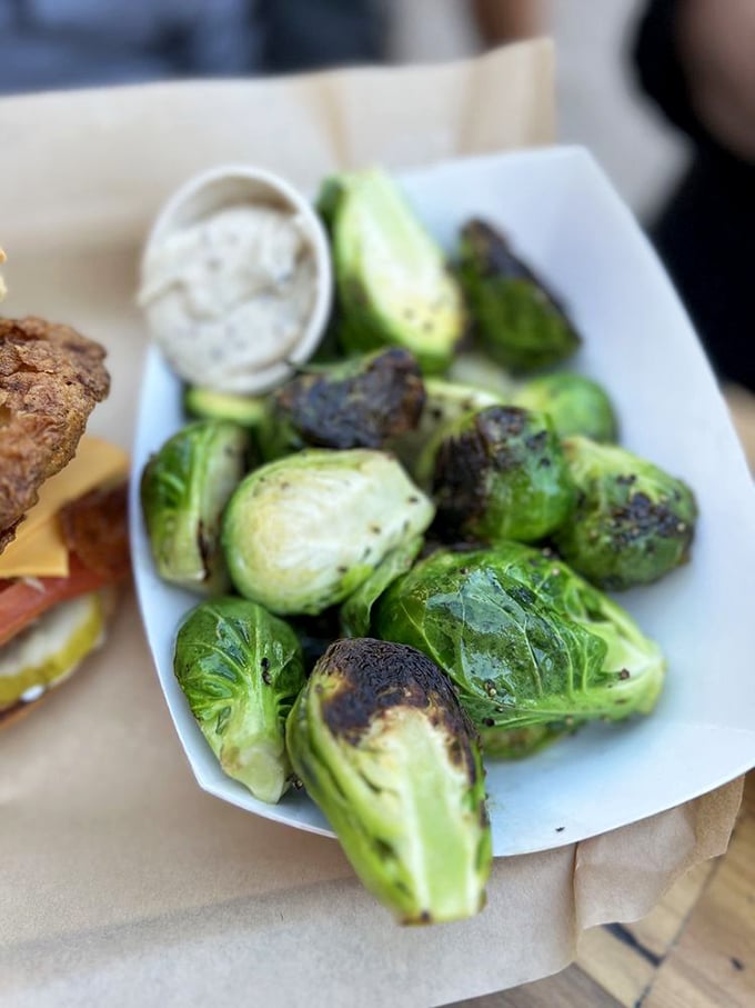 Brussels sprouts that could convert even the most dedicated vegetable skeptic&mdash;roasted to caramelized perfection with a side of creamy dipping sauce.