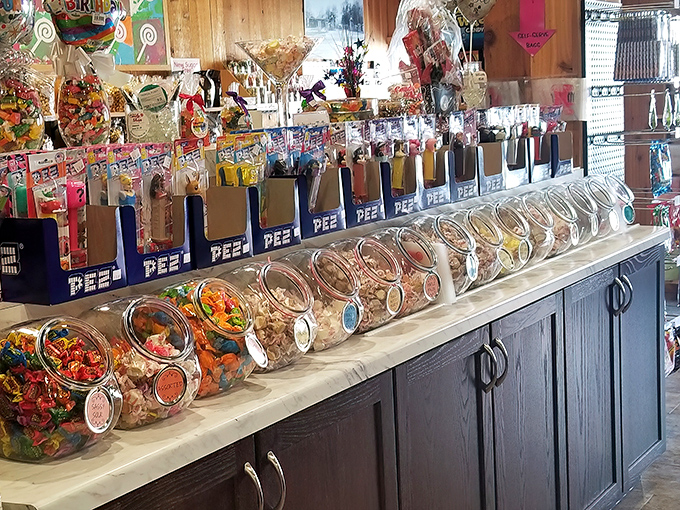 PEZ dispensers stand at attention like tiny candy-filled soldiers, ready to serve up sweetness with a flip of the head.