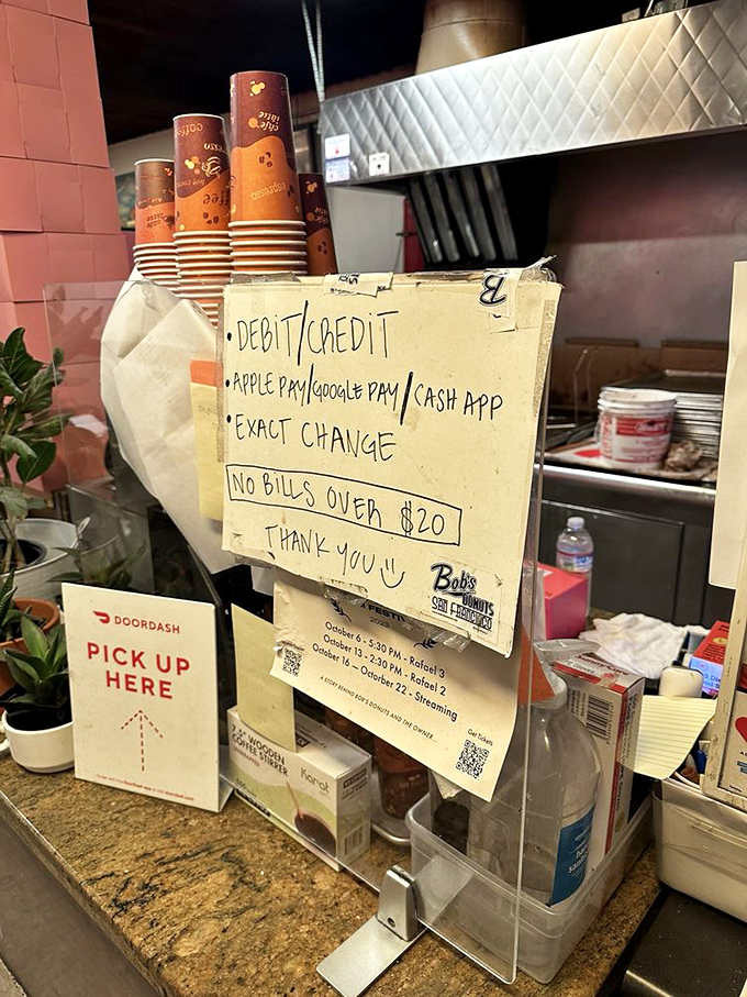 Behind every great donut shop is a practical payment system. Cash, cards, and digital wallets all accepted&mdash;donuts are democratic.