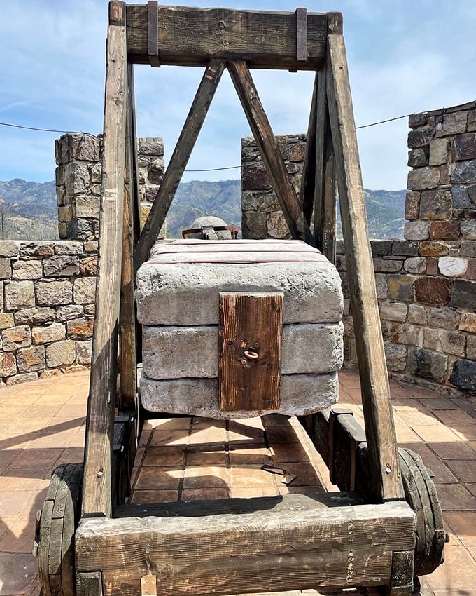 This medieval siege weapon once launched stones at enemies; now it launches tourists into fits of historical fascination. Engineering hasn't changed much!