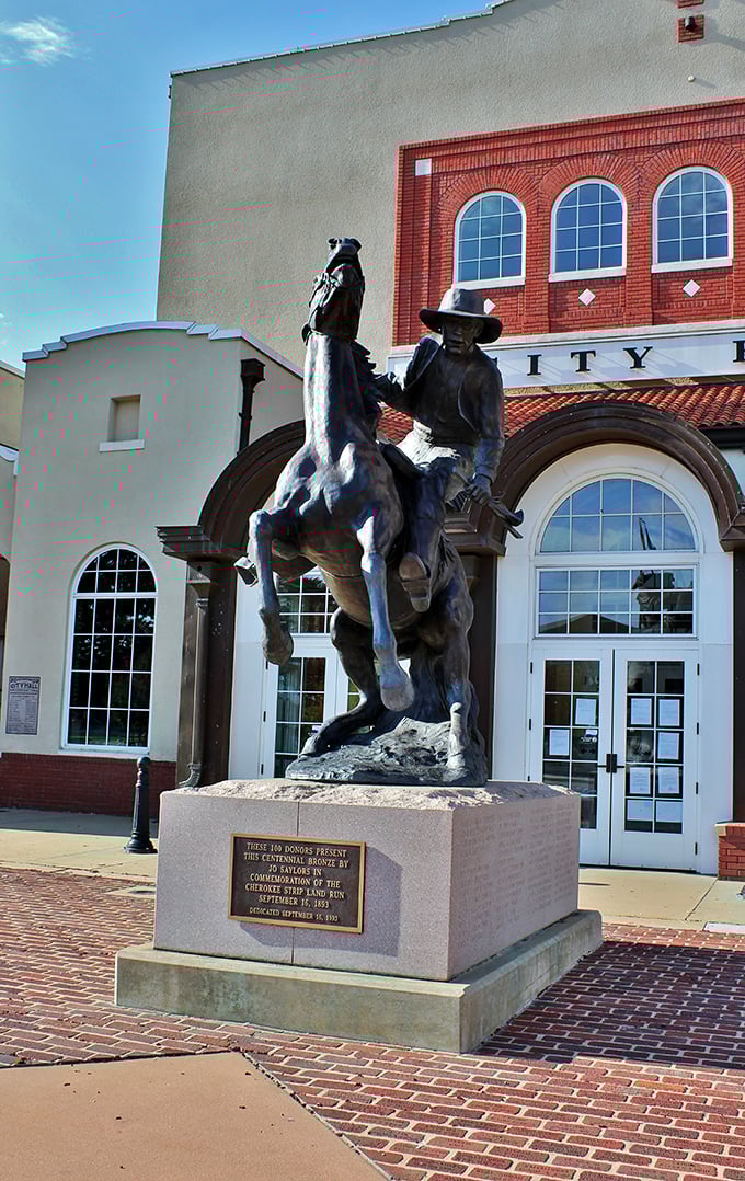 The Centennial Plaza cowboy statue captures that quintessential Oklahoma spirit &ndash; man and horse in perfect harmony, ready for adventure.