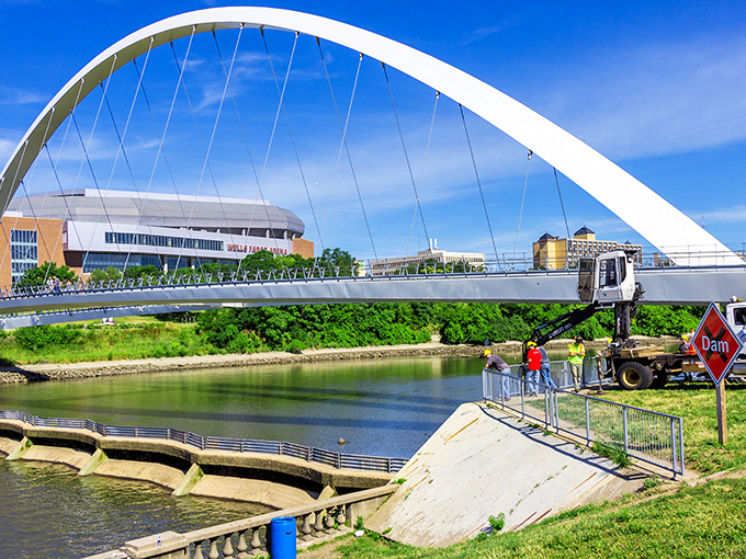 This sleek pedestrian bridge isn't just crossing water&mdash;it's connecting communities with a dash of architectural swagger.