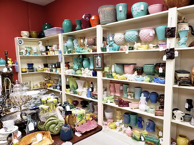 Ceramic paradise in every pastel hue imaginable. Midcentury pottery that would make Mad Men set designers weep with joy.