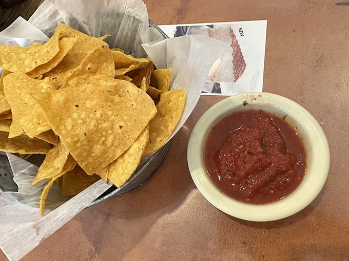 Golden, house-made chips that shatter with satisfying crispness, paired with salsa that strikes the perfect balance between chunky and smooth. Simplicity perfected.