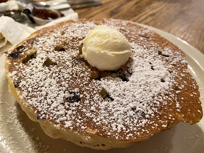 This pancake wears powdered sugar like a celebrity wears designer clothes&mdash;confidently and with just the right amount of flair.