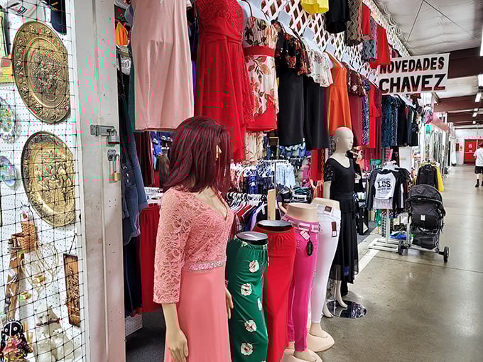 Fashion finds that range from quincea&ntilde;era-ready to everyday practical. The mannequins have seen it all and keep their plastic opinions to themselves.