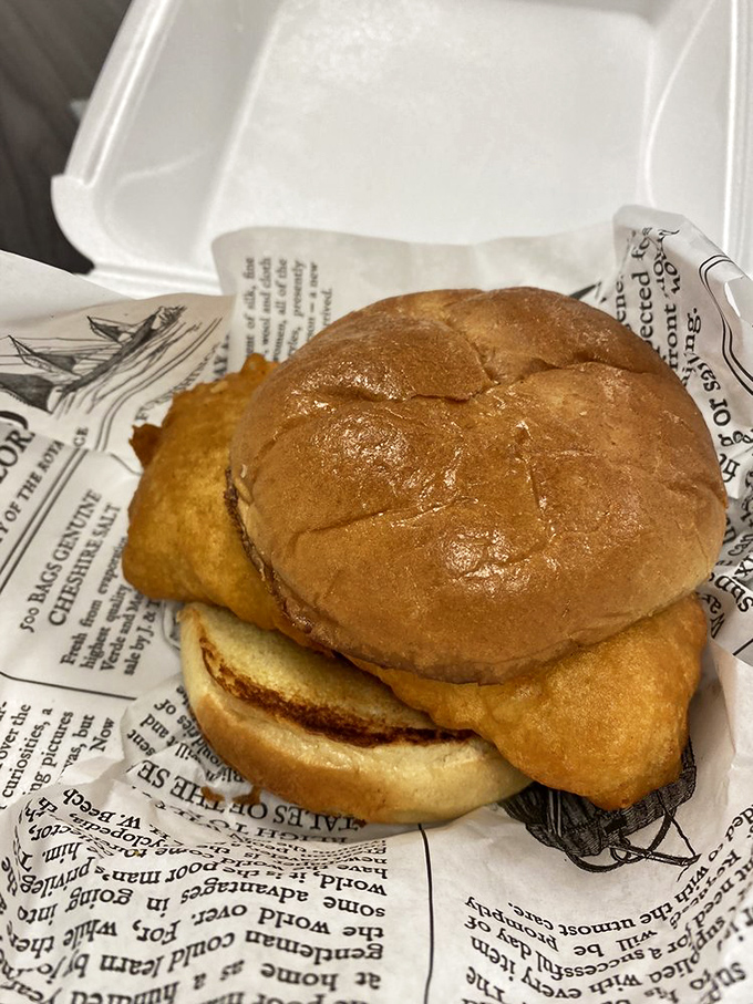 This fish sandwich doesn't need elaborate descriptions. It speaks the universal language of "get in my belly right now."