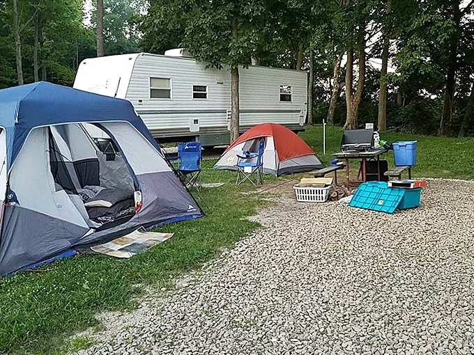 Camping in New Castle combines affordability with accessibility – no mountain climbing required to enjoy a night under Indiana stars.