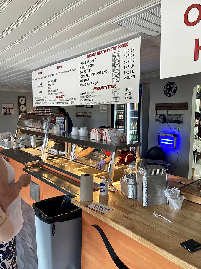 Where barbecue dreams begin their journey to reality. The steam table's gentle warmth keeps everything in a state of perpetual deliciousness.