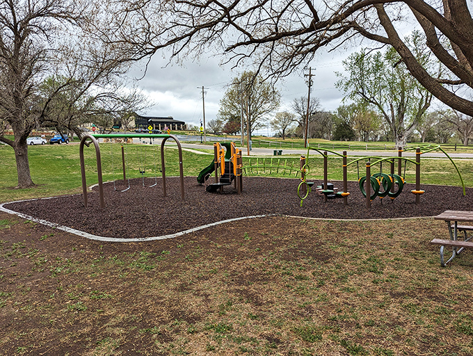 Country Club Park offers playground fun for visiting grandkids. The real thrill? Watching them exhaust themselves before returning them to their parents.