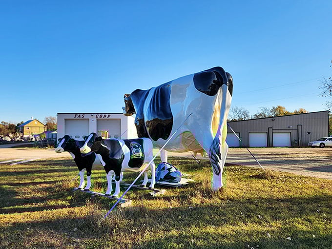 The family portrait of Wisconsin's most famous residents. These stoic bovines stand sentinel near the FAST Corporation facility, a moo-ving tribute to dairy culture.