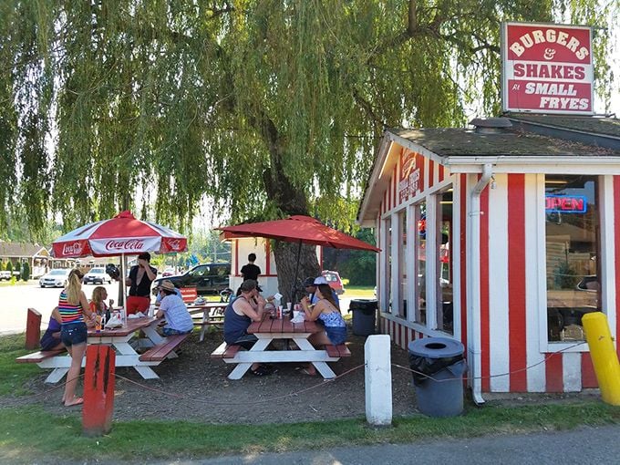 Summer at Small Fryes means picnic tables under weeping willows, where strangers become friends united by the universal language of great fries.