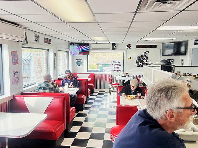 The true measure of a great diner: loyal regulars who've claimed their favorite booths like homesteaders. These folks know what's good.