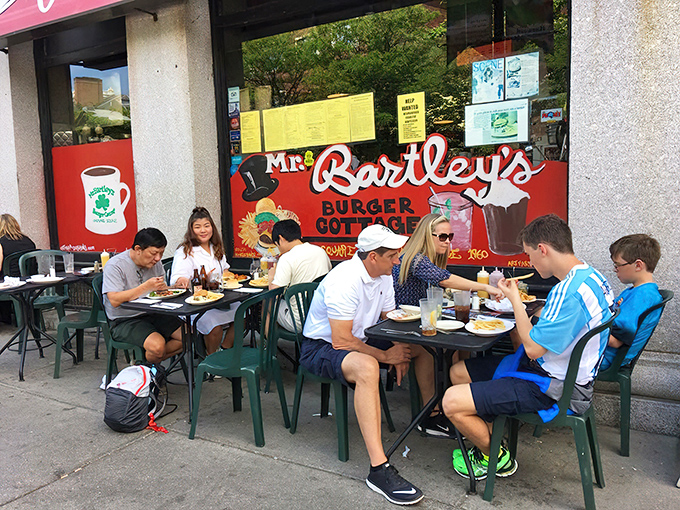 Outdoor dining at Bartley's offers prime people-watching with your meal. Harvard Square's eclectic parade passes by as you contemplate ordering seconds.