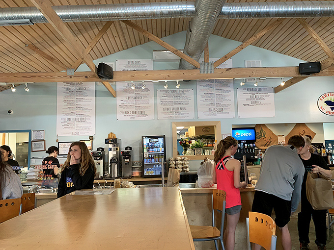 Digital menu boards showcase the culinary roadmap to happiness, while patient customers contemplate life's most important decision: sweet or savory?