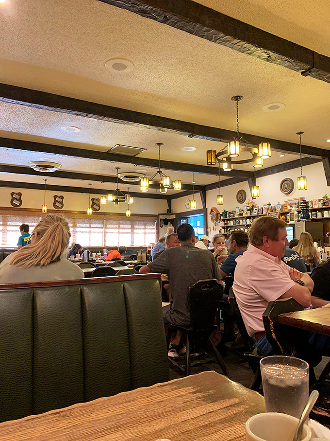 The dining room hums with conversation and clinking glasses &ndash; proof that good German food brings people together better than a family reunion.