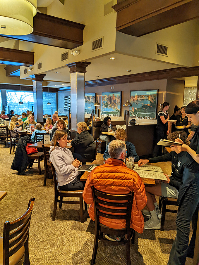 Where strangers become neighbors over plates of pancakes. The dining room hums with the universal language of "mmm, this is good."