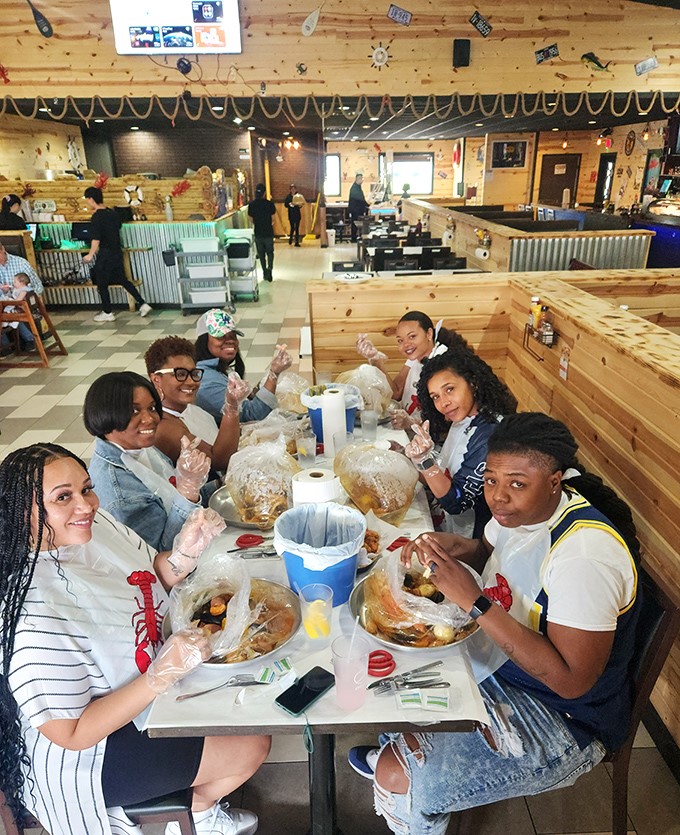 Plastic gloves, seafood bags, and smiling faces&mdash;the universal sign that serious eating is about to commence.