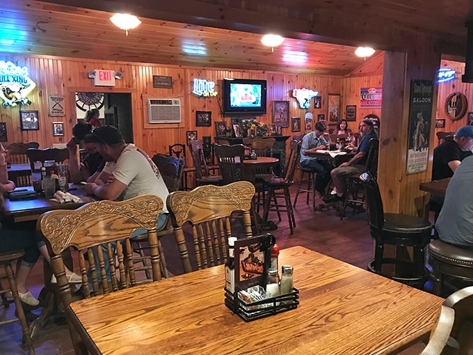 Where locals and visitors unite in the universal language of "mmm" and "pass the steak sauce." Notice nobody's looking at their phones?