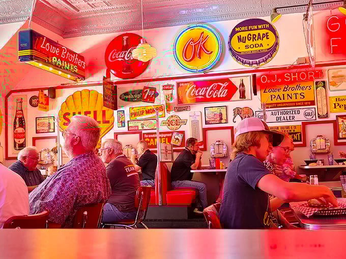 The counter seating isn't just functional&mdash;it's front-row tickets to the greatest show on earth: Americans enjoying honest food without pretense. 