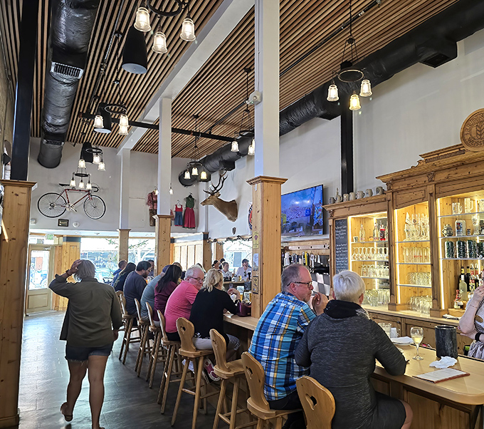 The communal joy of German dining comes alive at this bustling bar, where strangers become freunde over steins of beer and shared plates.