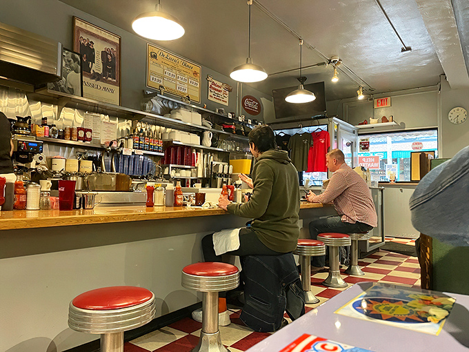 Counter culture at its finest&mdash;red stools and checkerboard floors create the classic American diner experience Pittsburgh loves.