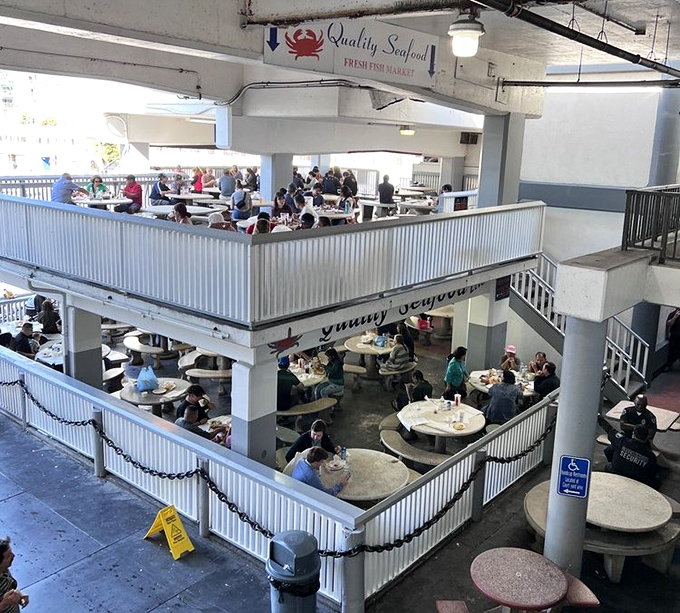 The dining area buzzes with the energy of seafood lovers on a mission. No white tablecloths needed when the food is this good.