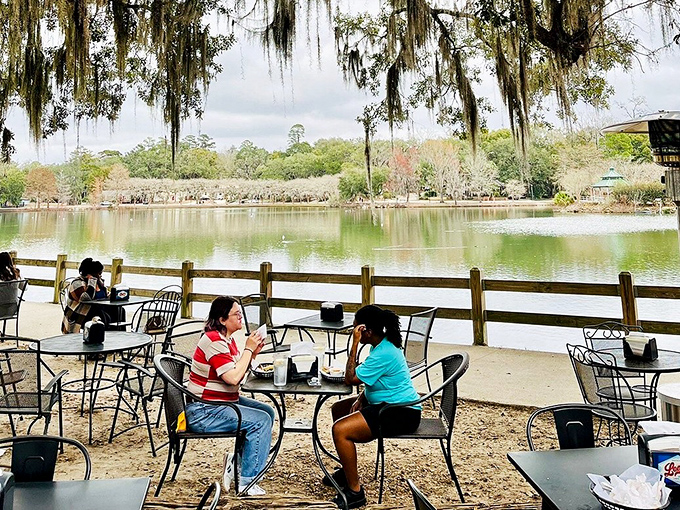 Conversations flow as easily as the breeze off Lake Ella, where every table comes with a side of tranquility.