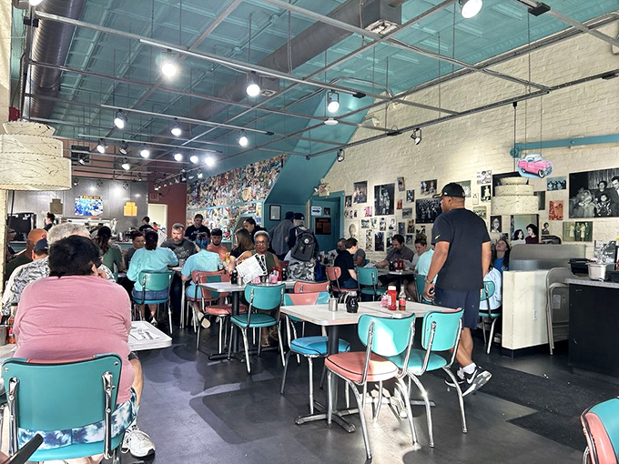 Full house at breakfast rush &ndash; not a TV show, but the daily reality at Pamela's, where strangers become friends over coffee and hotcakes.