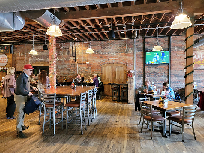 Where conversations flow as freely as the beer, wooden tables and exposed brick create the backdrop for memories in the making.