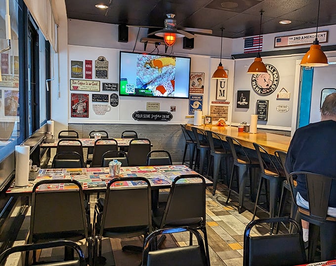 Where strangers become neighbors over coffee. The TVs might be showing sports, but the real entertainment is the symphony of clinking plates and conversation.