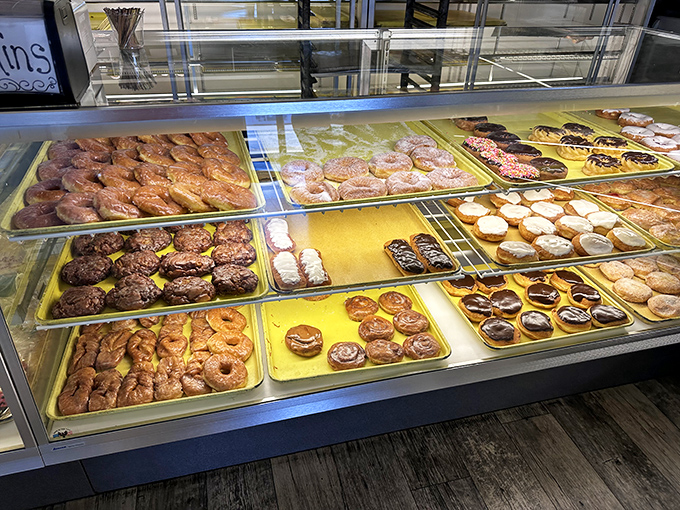 The donut display case &ndash; where grown adults press their noses against the glass like kids at a toy store window.