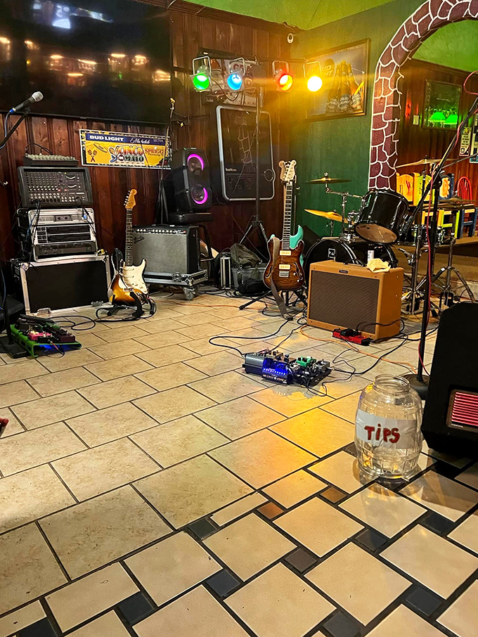 The entertainment area stands ready for musical magic, where after enough margaritas, even the most reserved accountant might request a mariachi classic.