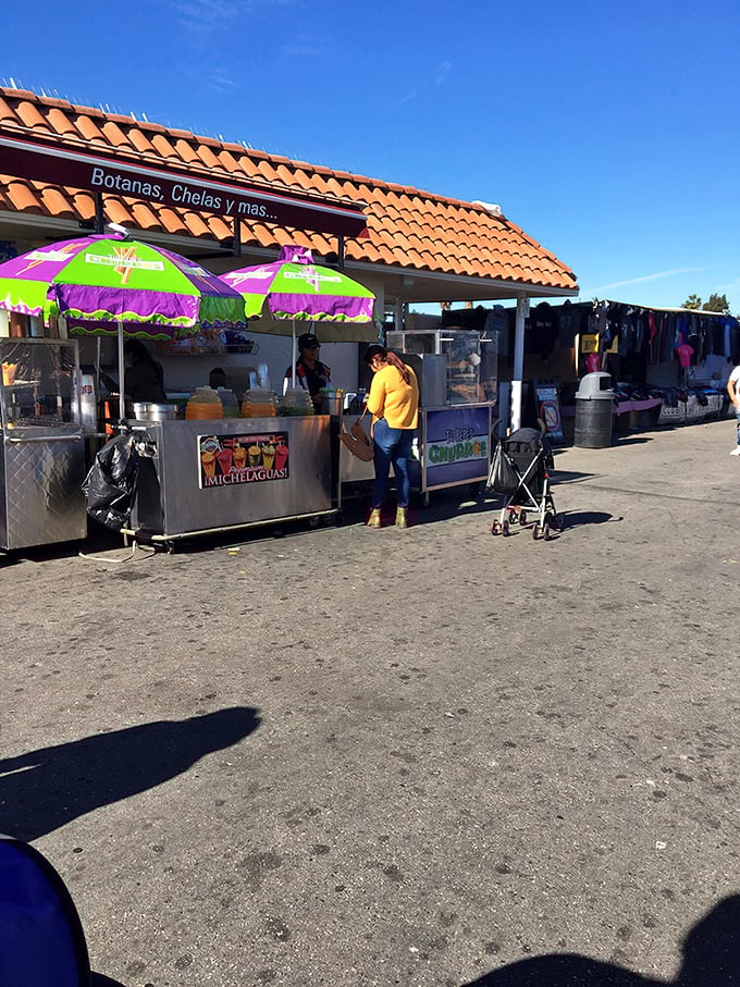 Botanas, Chelas y mas promises this colorful food stall, where swap meet fuel comes in the form of authentic street food delights.