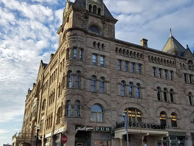 Fort Piqua Plaza's magnificent stonework reminds us that before there were selfies, there was architecture worth remembering.