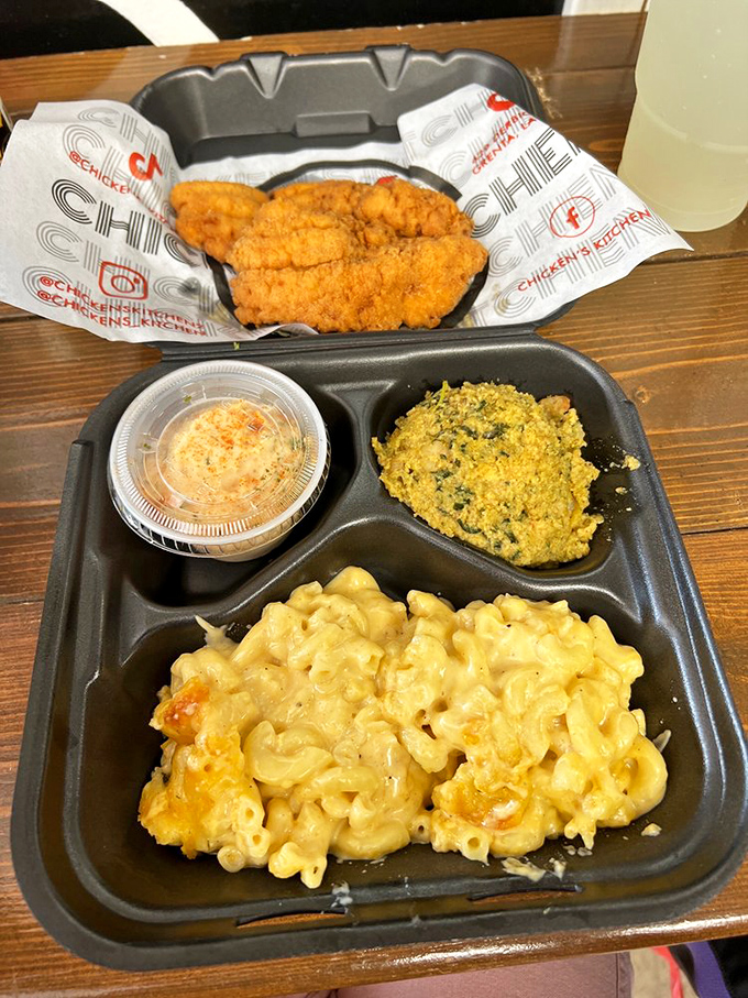 Fried catfish that would make Mississippi River fishermen weep with joy, paired with mac and cheese that refuses to be upstaged.