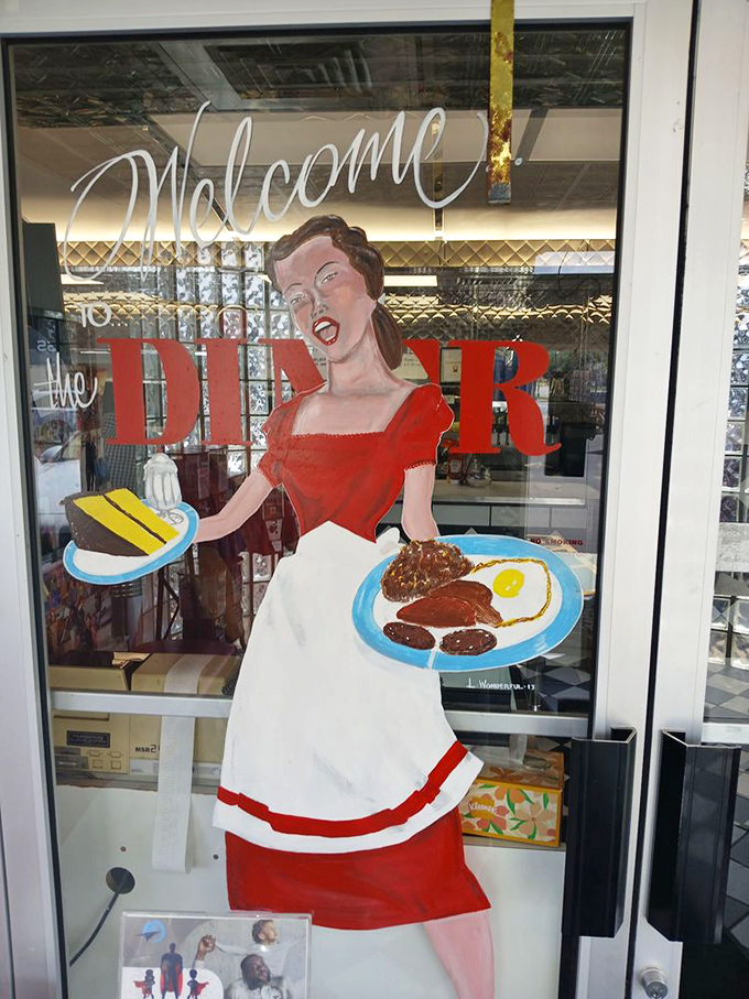 The painted waitress on the door has been welcoming hungry Clevelanders for decades. She's not just decoration—she's the diner's unofficial ambassador.