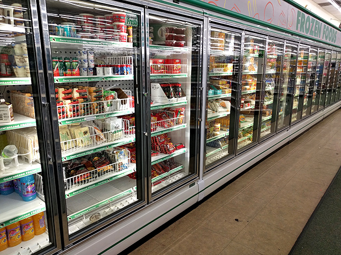 Frozen food section: proof that convenience and affordability can peacefully coexist in frosty harmony.